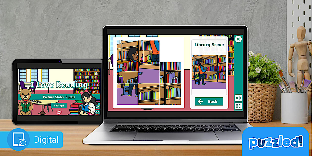 I Love Reading Interactive Picture Slider puzzle game - kids