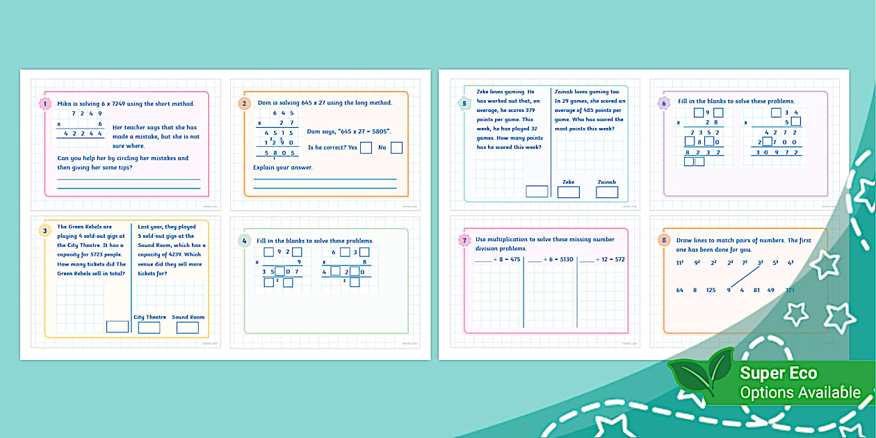 Multiplication Challenge Cards (Ages 9 - 10) (teacher made)