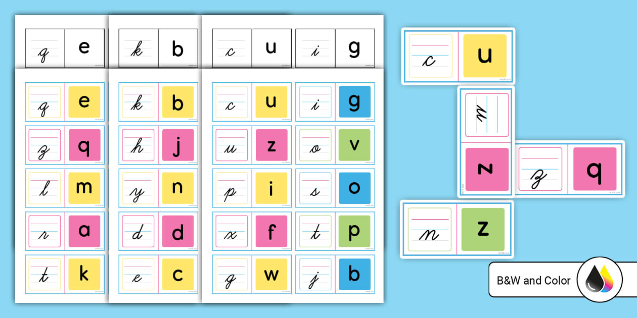 Lowercase Cursive Dominoes Set (Teacher-Made) - Twinkl