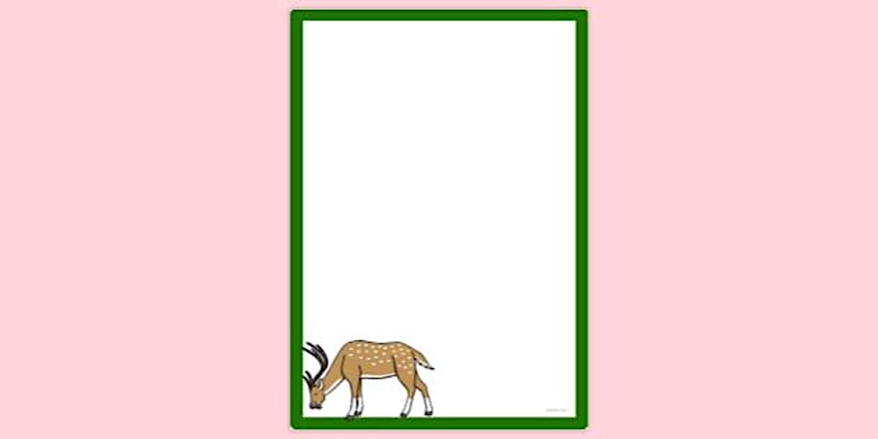 Simple Blank Chital Deer Grazing Page Border | Twinkl