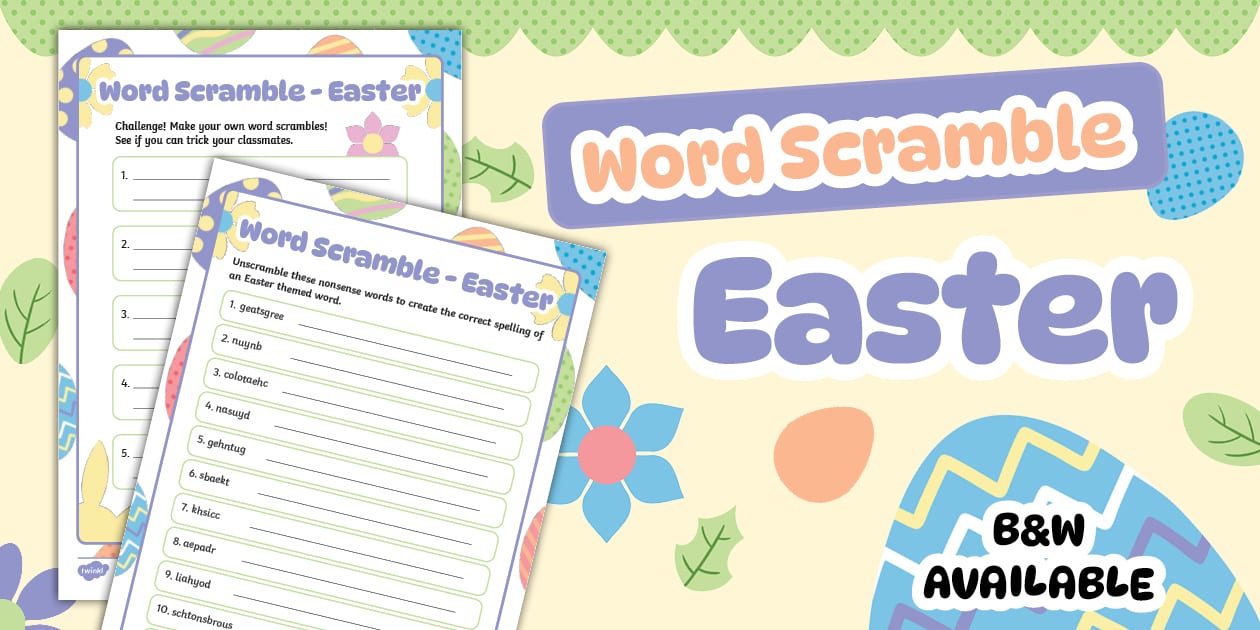 Easter Word Scramble Activity Sheet