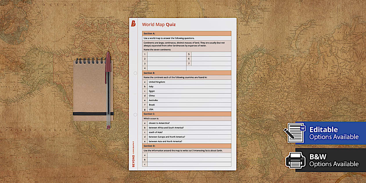 World Map Country Quiz | Geography | Beyond (teacher made)