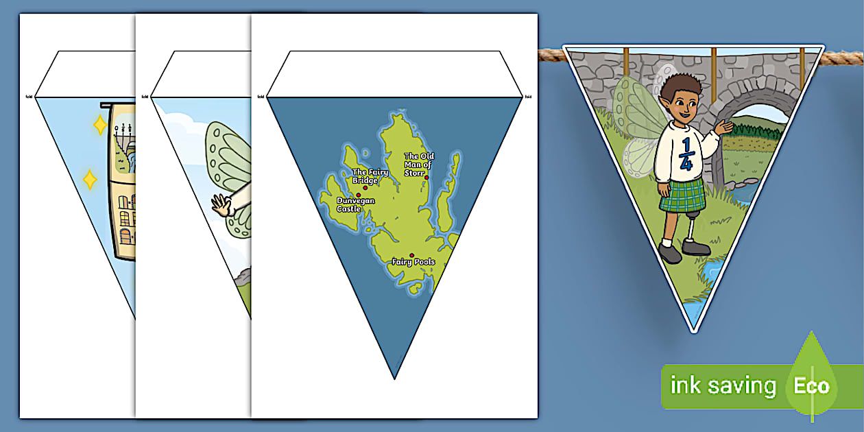 Fraction Faeries Maths Tale Bunting (Teacher-Made) - Twinkl