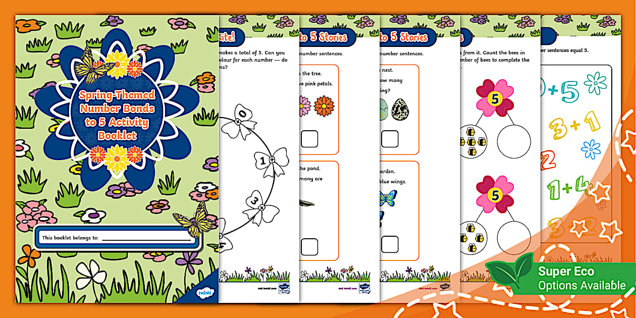 Spring Number Bonds to 5 Activity Book | Parents Kindergarten