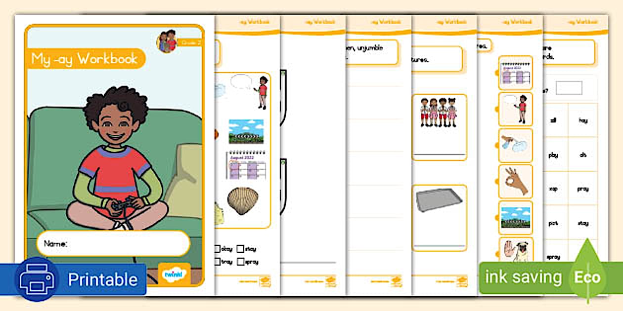 Grade 2 Phonics: ay Workbook (teacher made) - Twinkl