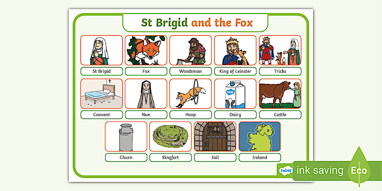 St. Brigid and the Fox (Word Mat). (teacher made) - Twinkl