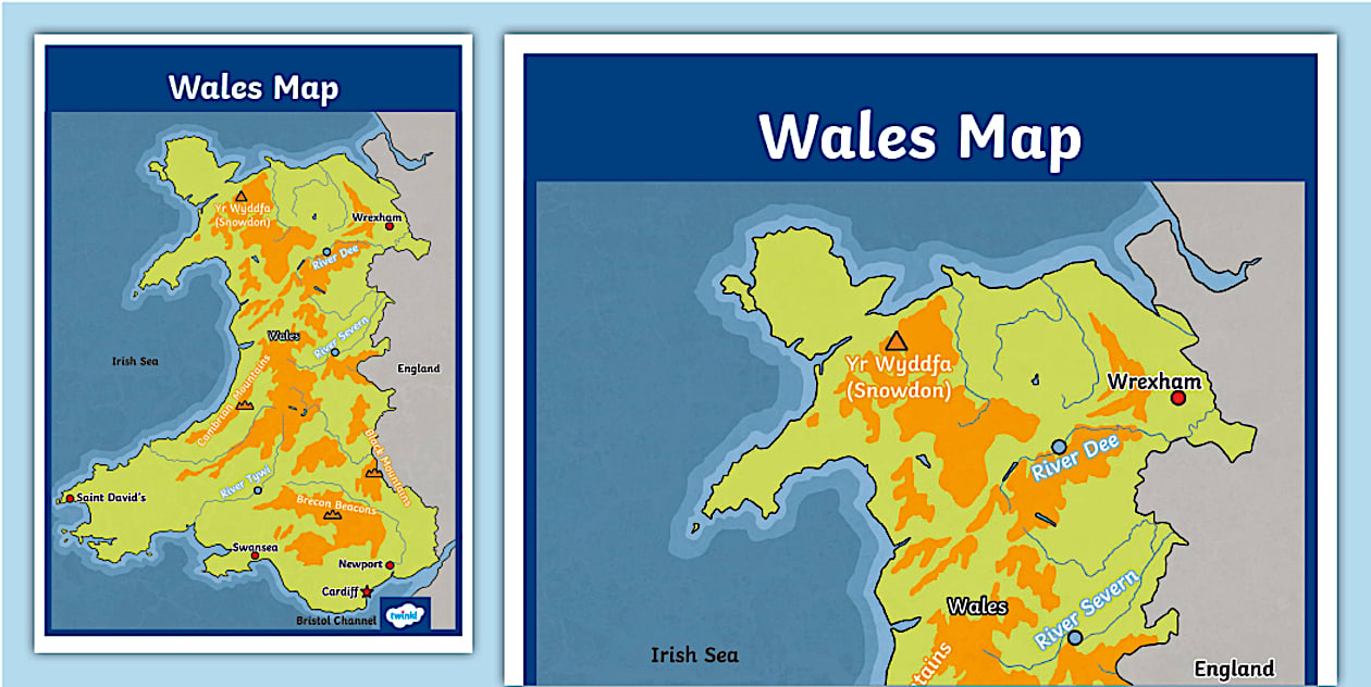 KS2 Wales Display Map (teacher made) - Twinkl