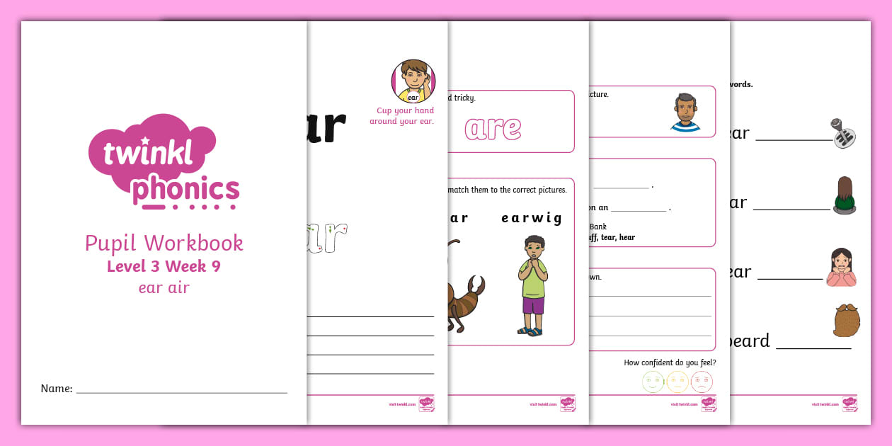 'ear, air' Level 3 Week 9 Phonics Workbook (teacher made)