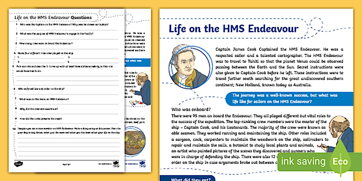 Life on the Endeavour Ship (teacher made) - Twinkl