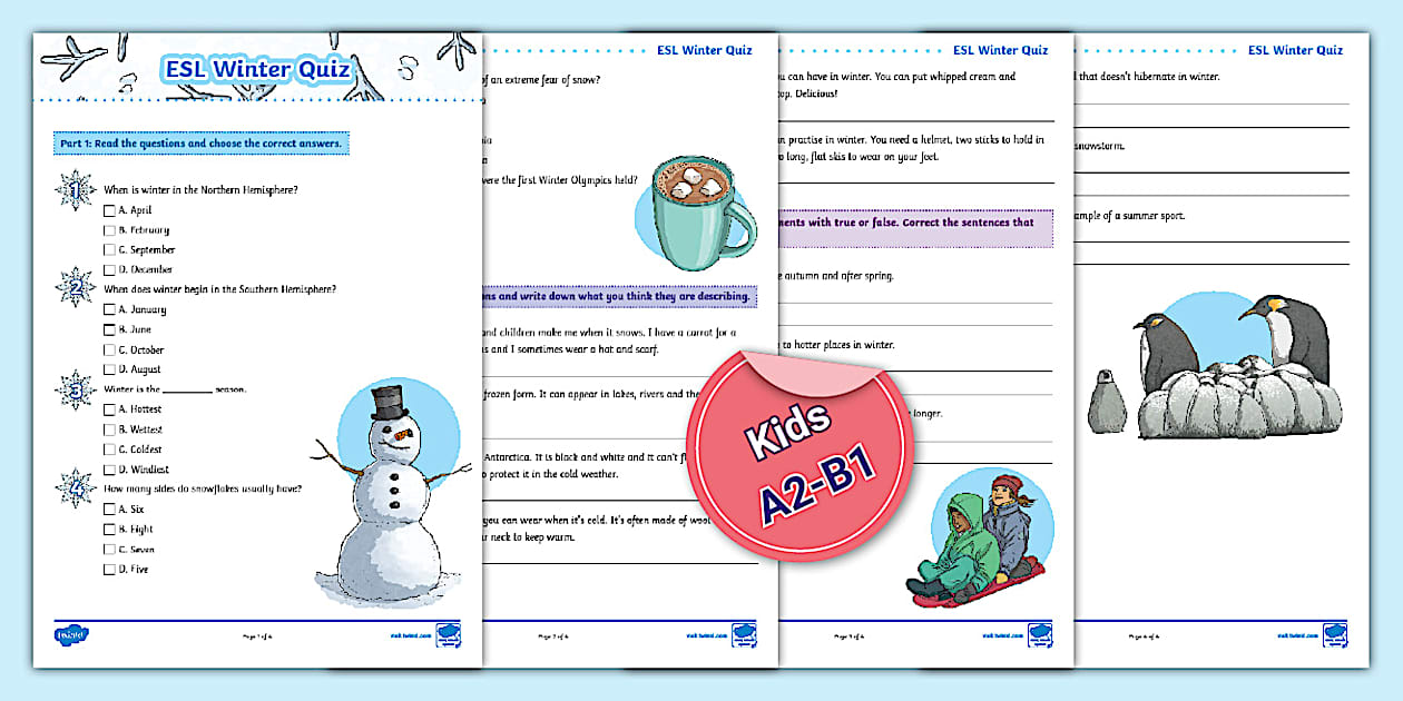 ESL Winter Quiz (Teacher-Made) - Twinkl