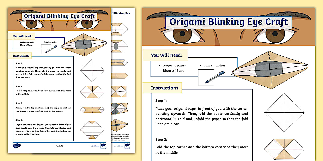 Origami Blinking Eye Craft (Teacher-Made) - Twinkl