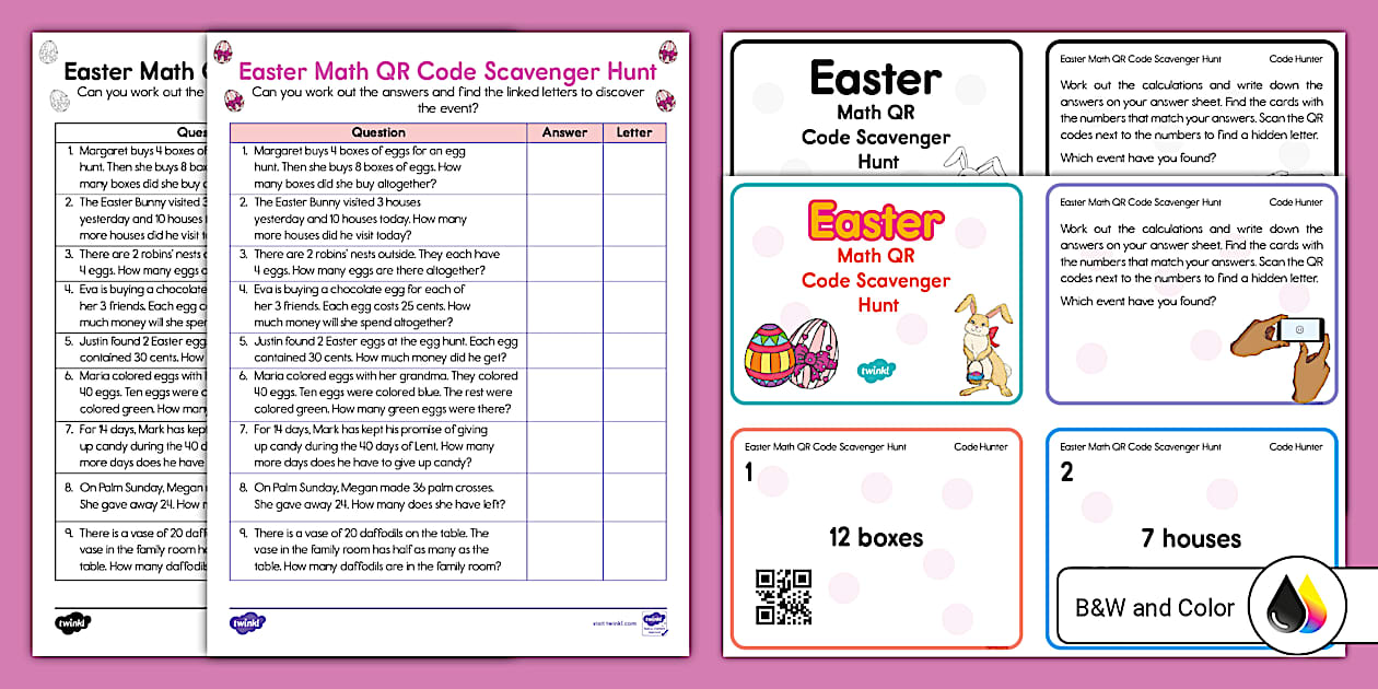 Easter Math QR Code Scavenger Hunt | Twinkl USA Resources