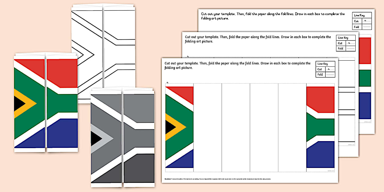* NEW * South Africa Flag Folding Art Template - Twinkl