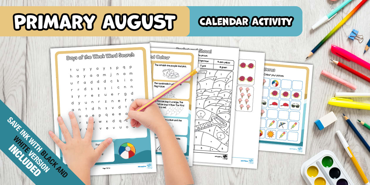 * NEW * Primary August Calendar Activity