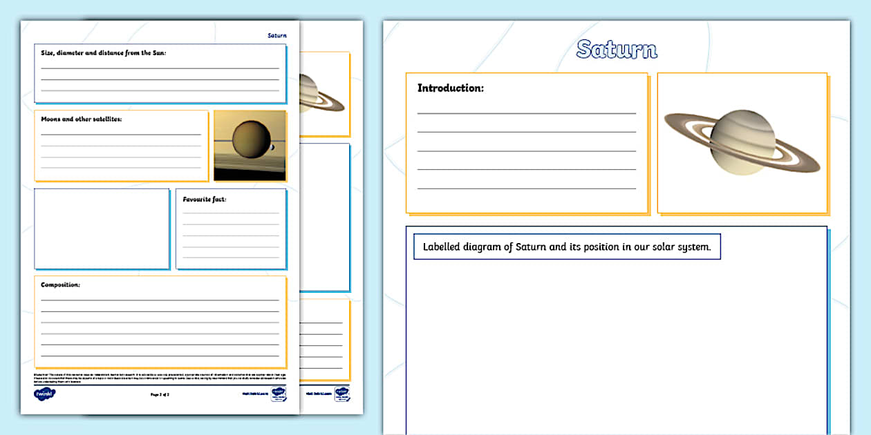 Saturn Non-Chronological Report Template (Teacher-Made)