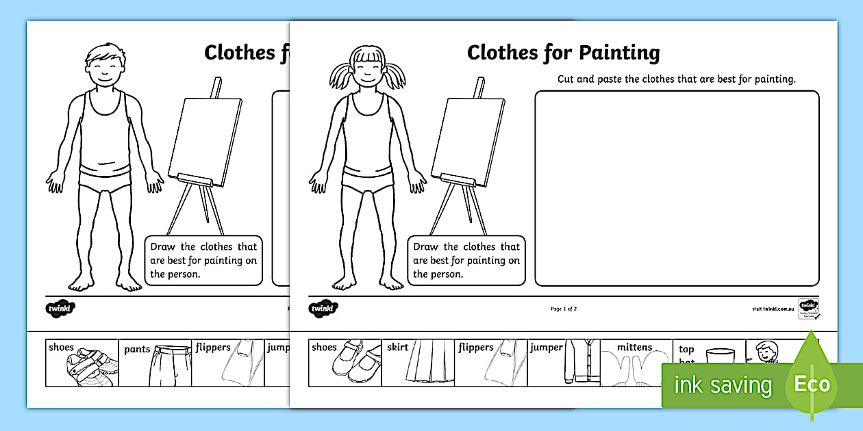 Cursive Clothes for Painting Worksheet (teacher made)