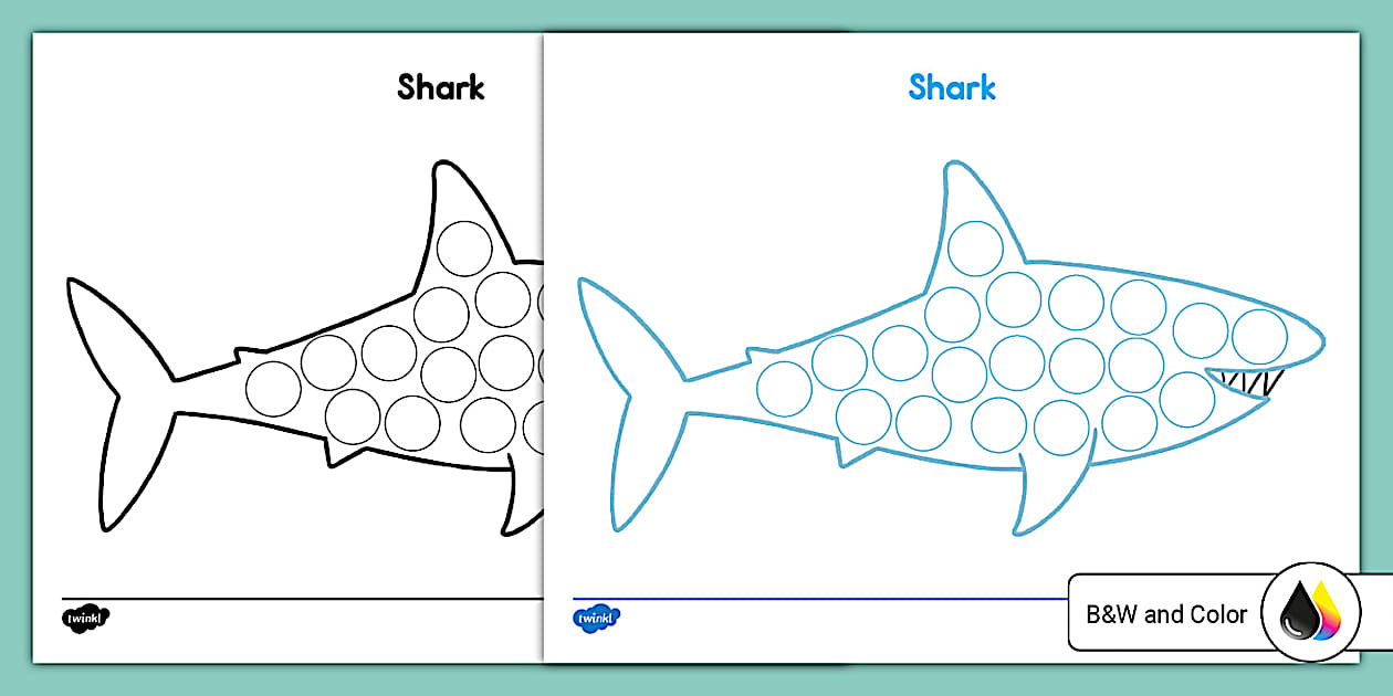 Shark Dot Marker Worksheet for Kindergarten | Twinkl USA