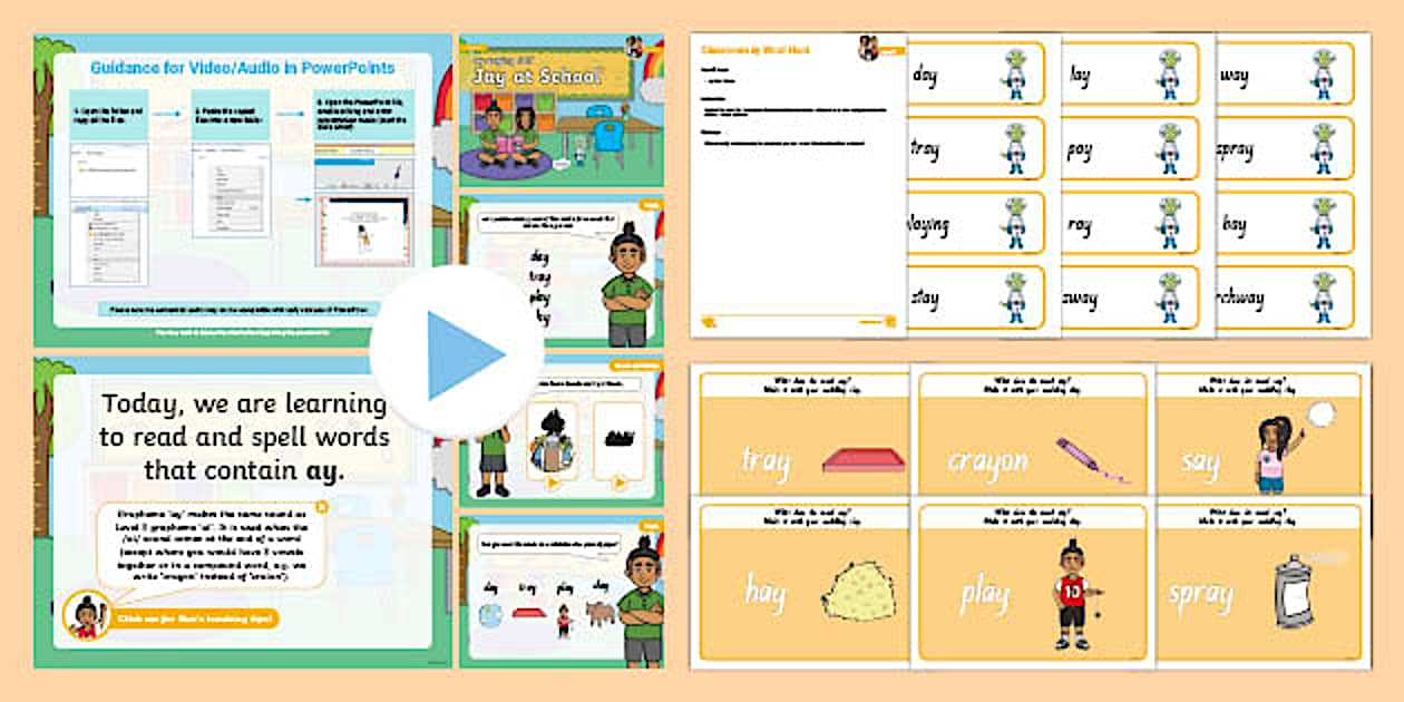 NZ Phonics: Level 5: Week 1: Lesson 2: 'ay' saying /ai/
