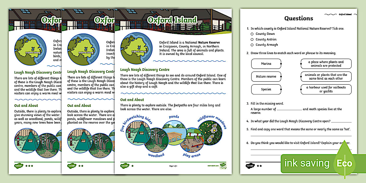 Oxford Island KS1 Differentiated Reading Comprehension