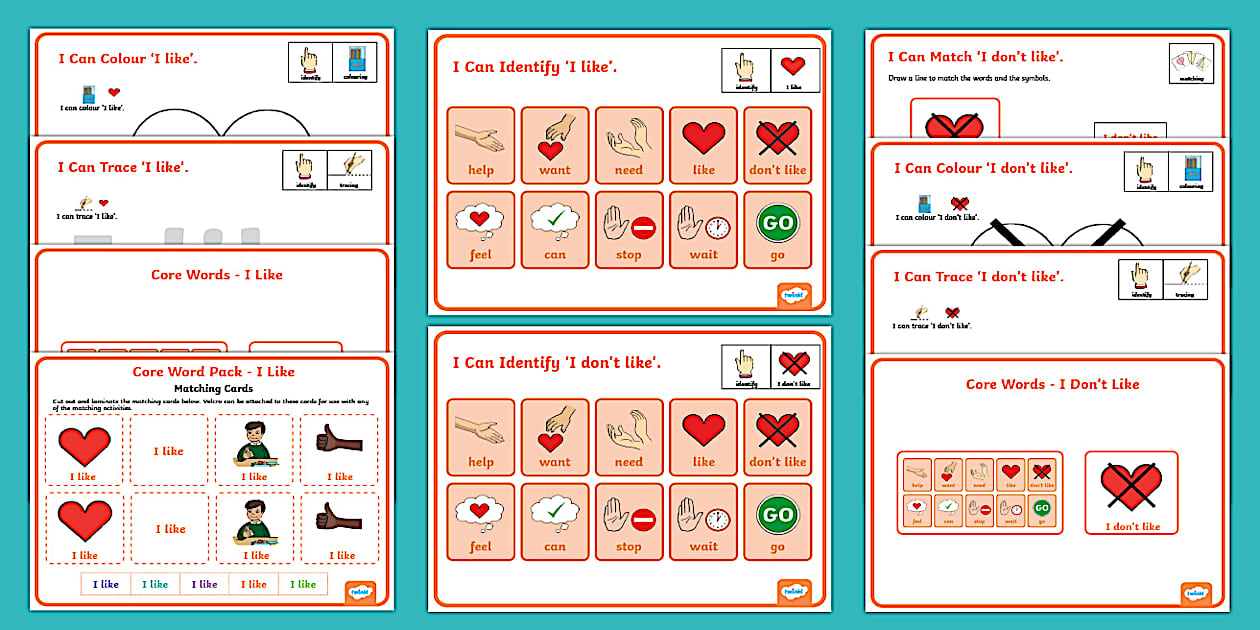 Core Word Pack - I Like/I Don't Like (teacher made) - Twinkl