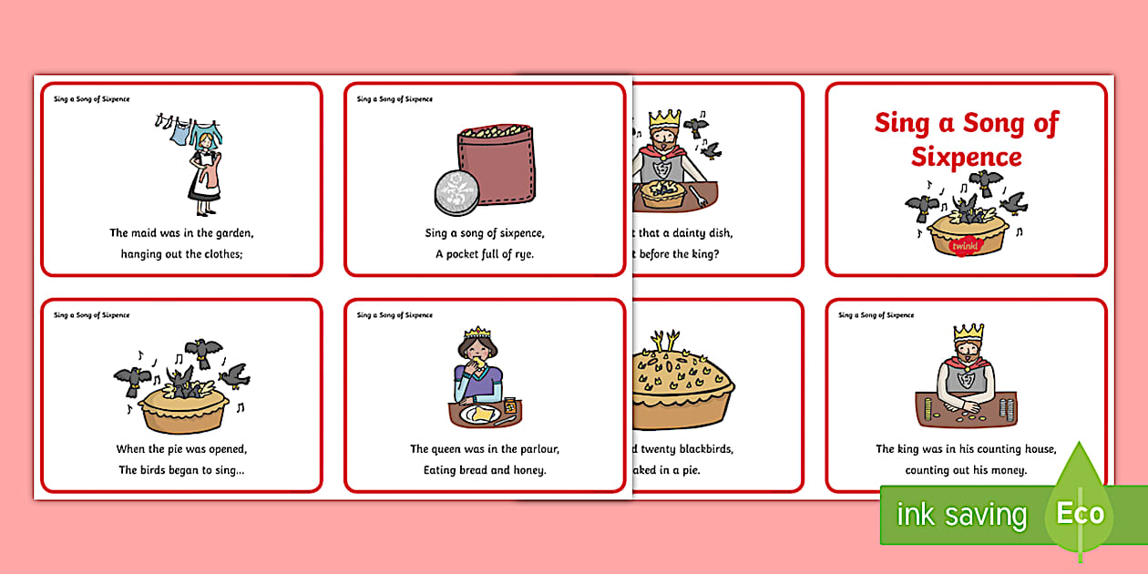 Sing a Song of Sixpence Sequencing (4 per A4) (teacher made)