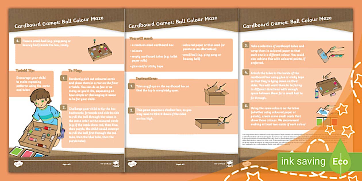 Cardboard Games: Ball Colour Maze (teacher made) - Twinkl