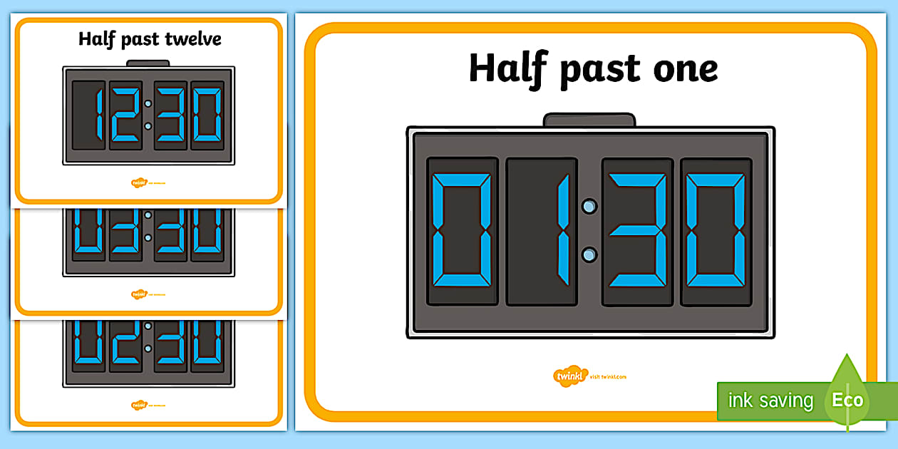 Digital Clocks - Half Past (teacher made) - Twinkl