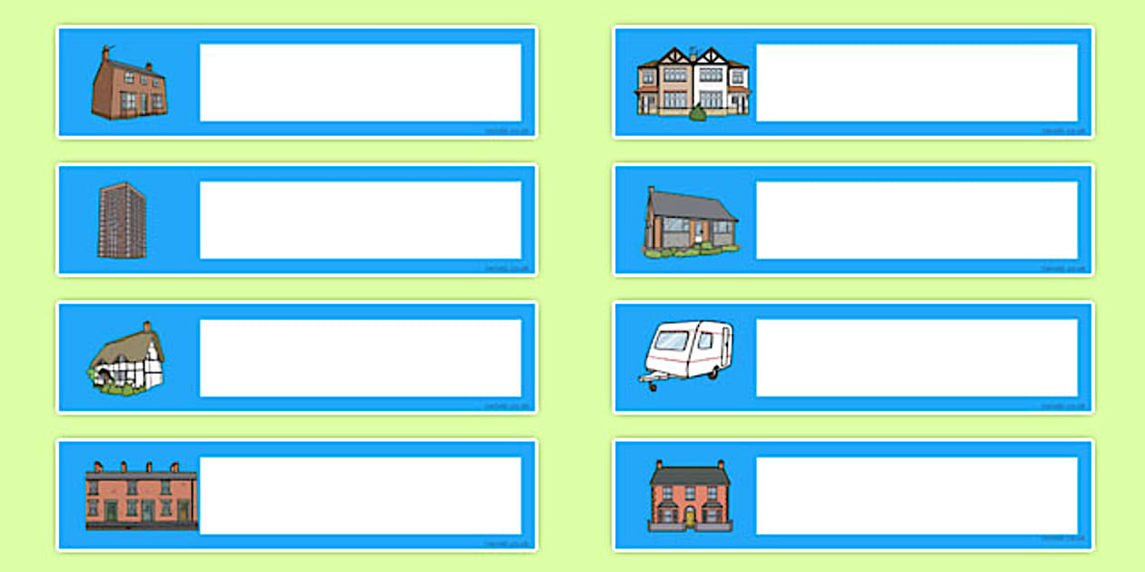 Houses and Homes Editable Gratnells Tray Labels - Twinkl