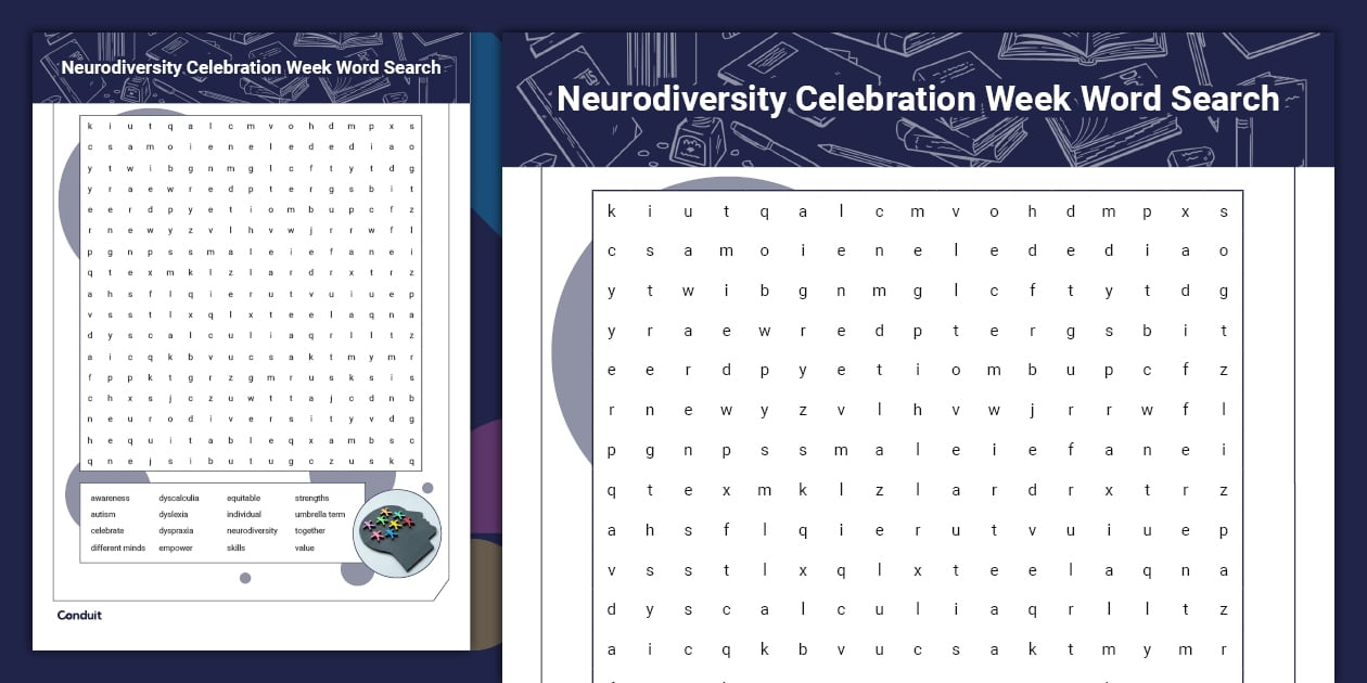 Neurodiversity Celebration Week Word Search (teacher made)