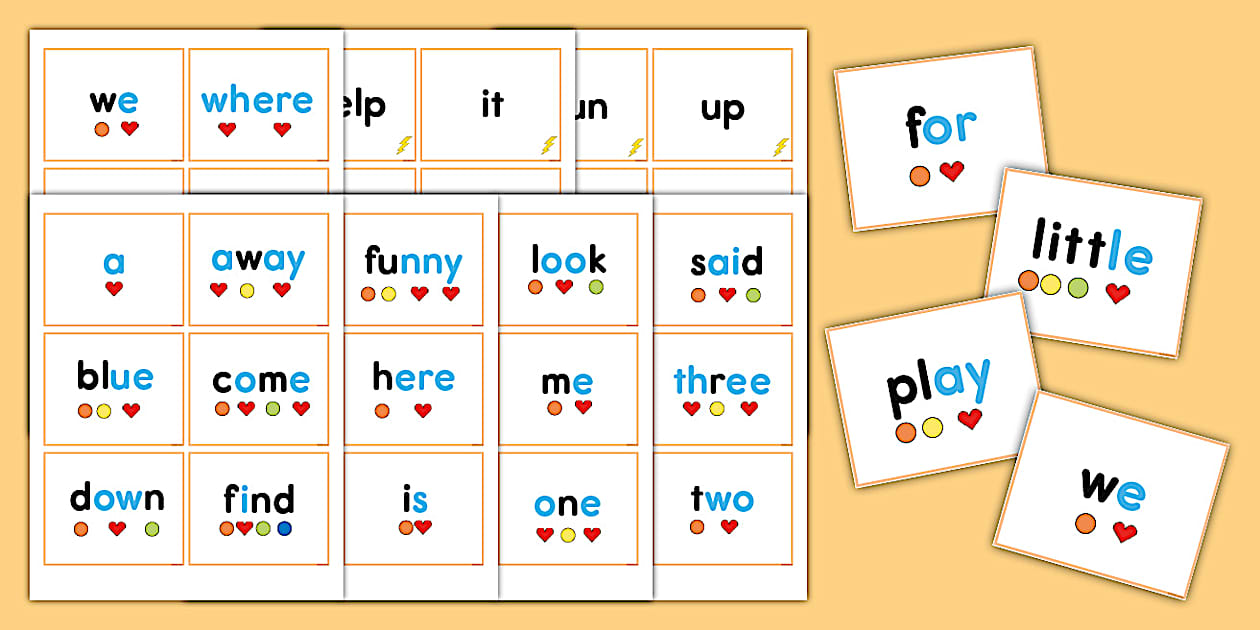 Heart Word Practice Cards Pre-primer Set (teacher made)