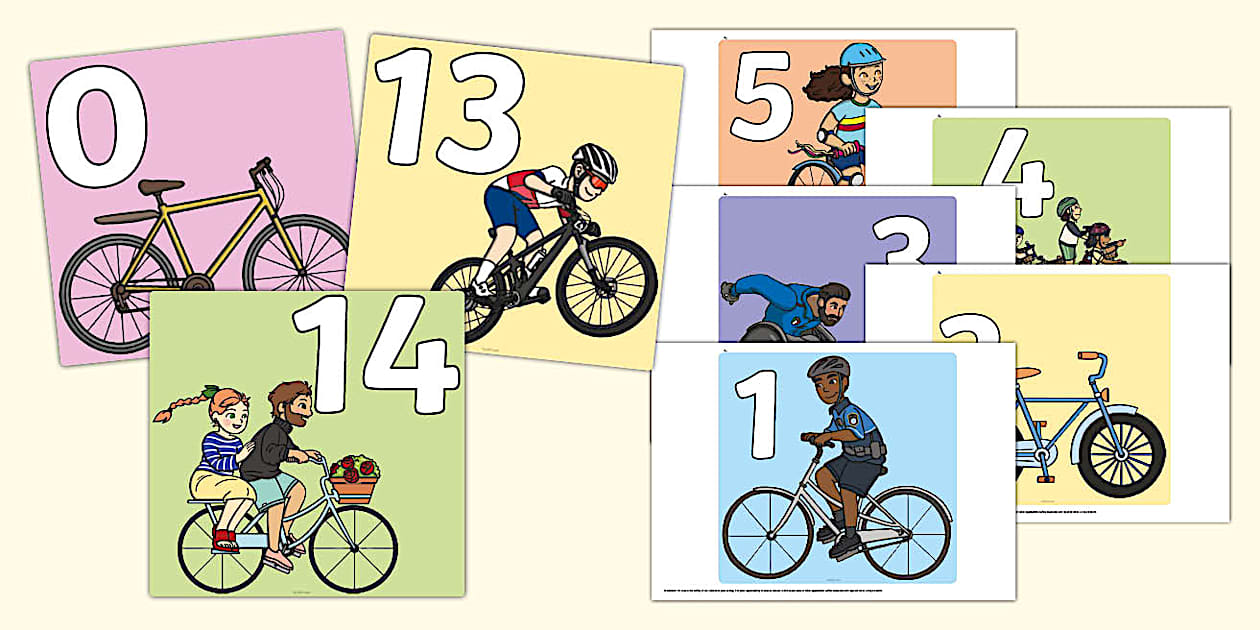 Bicycle-Themed Display Numbers 0-20 - Maths - Twinkl - KS1