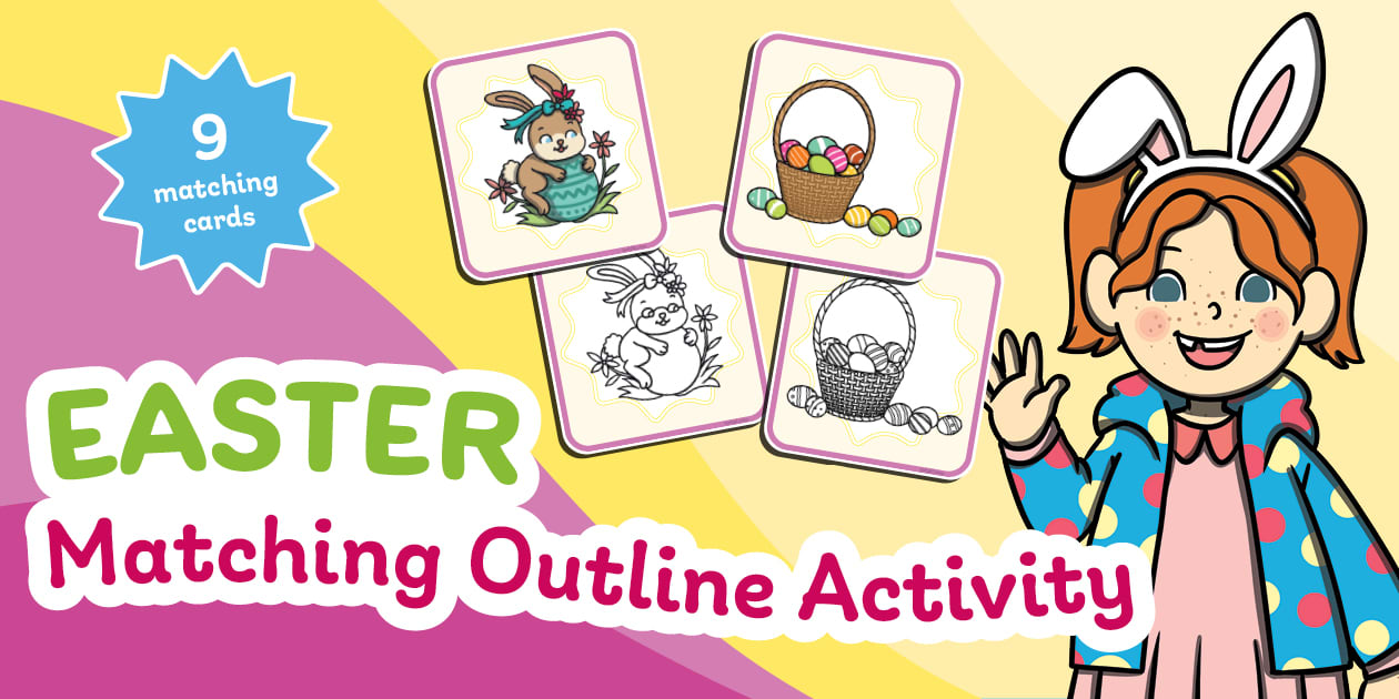 Easter Matching Outline Activity - Fun Task Cards