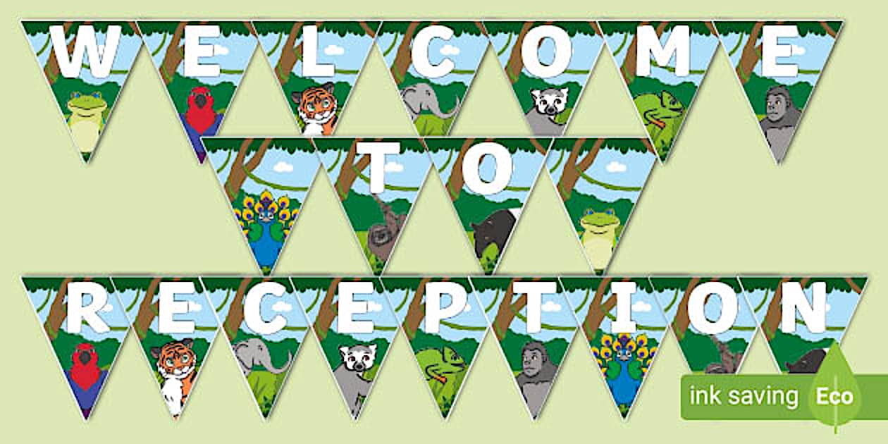 Editable Welcome to Reception Bunting Jungle Themed - Twinkl