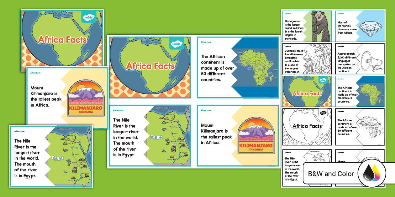 Africa Fact Cards for K-2nd Grade (professor feito) - Twinkl