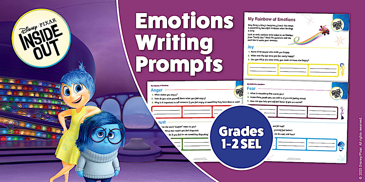 Inside Out: Rainbow of Emotions SEL Writing Prompts - Twinkl