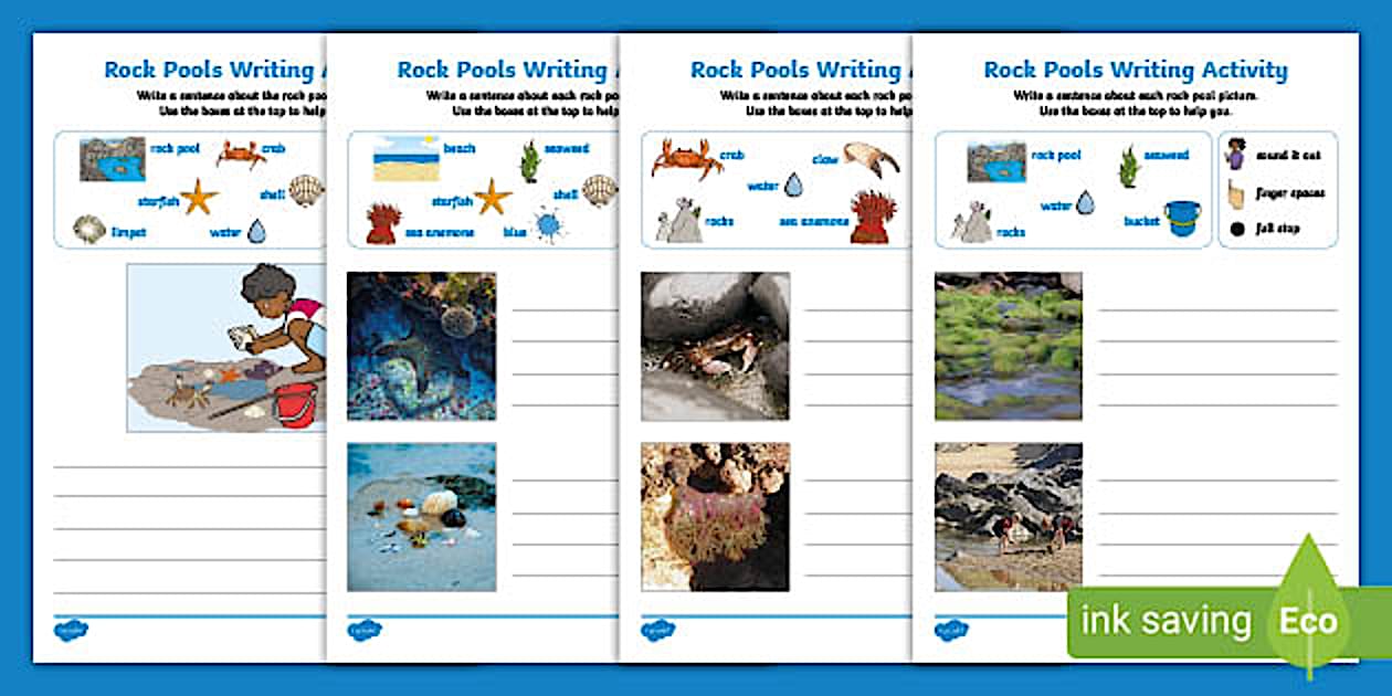 Rock Pools Early Writing Activities (teacher made) - Twinkl
