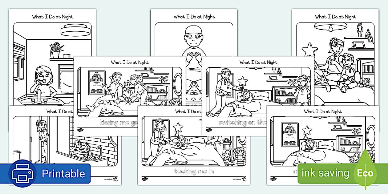 What I do at night - Colouring sheets (Teacher-Made)
