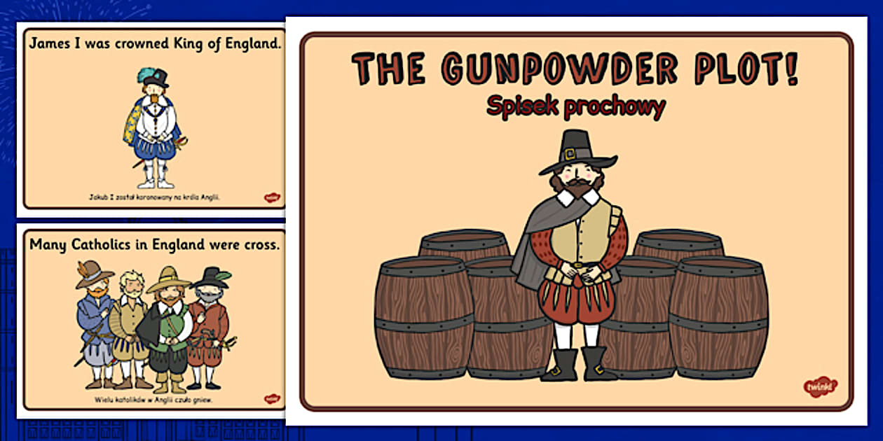 Black and White The Gunpowder Plot Story Sequencing Polish Translation