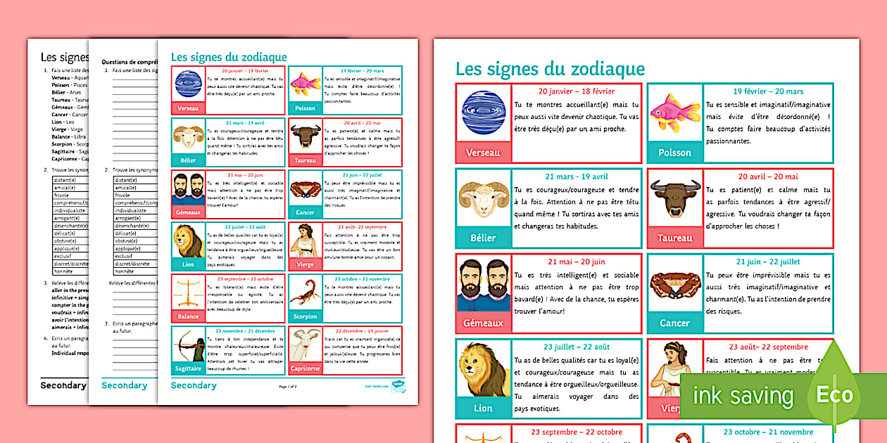 Black and White Horoscope Differentiated Reading Comprehension Activity ...