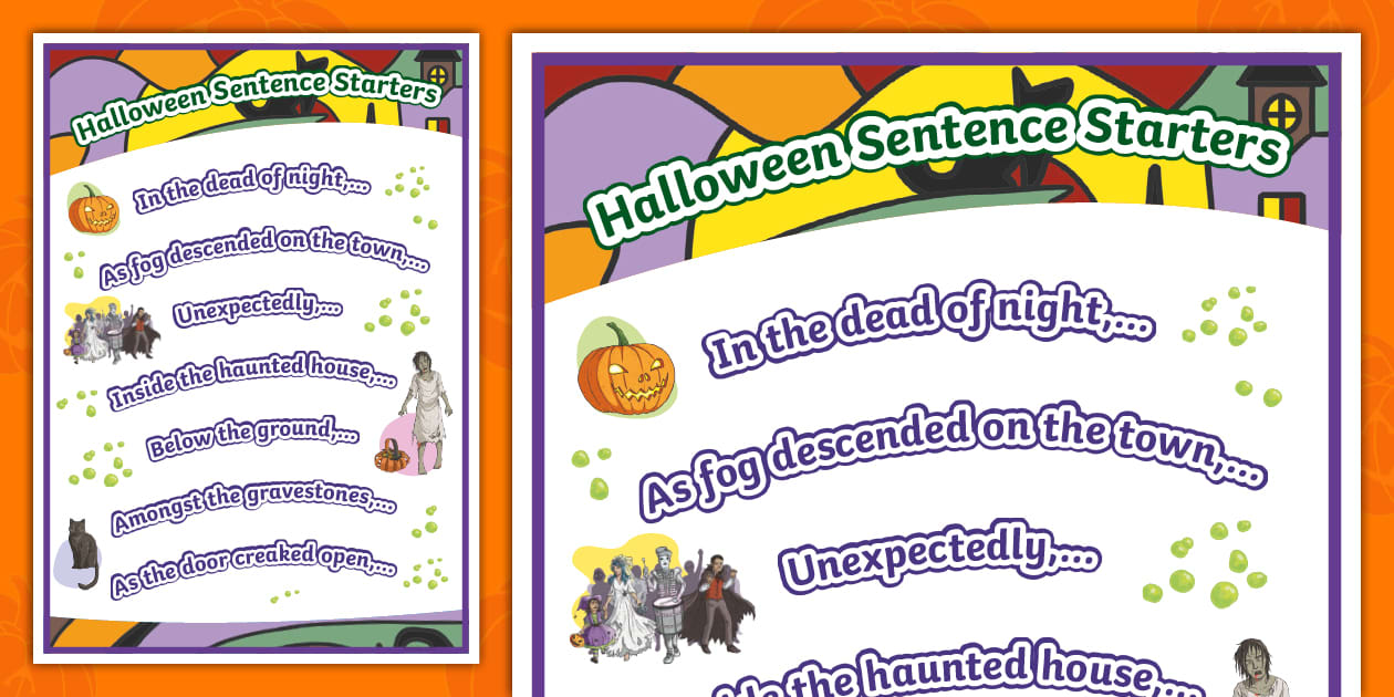 Halloween Sentence Starters Display Poster (Teacher-Made)