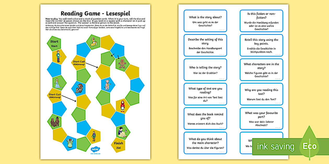Reading Comprehension Board Game English/German - Twinkl