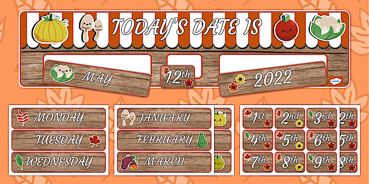 Autumn Market Themed Today's Date Display Pack - Twinkl