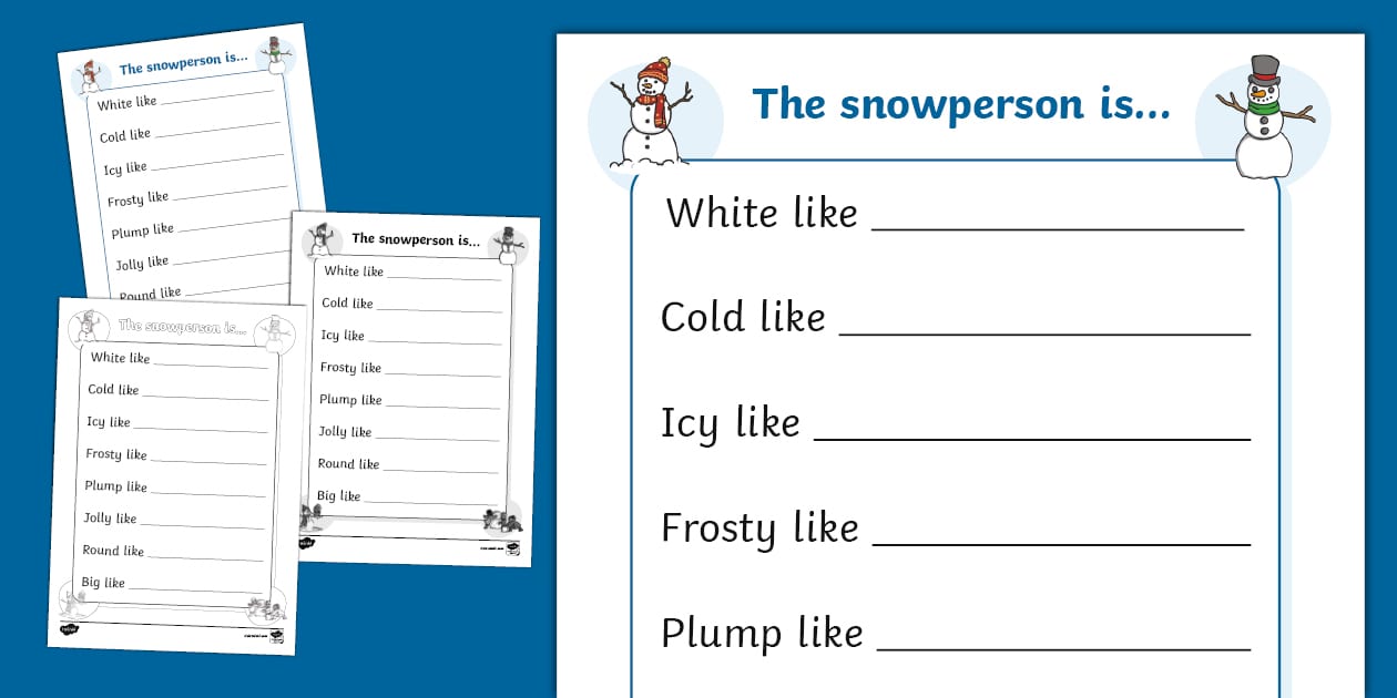 KS1 Snowperson Simile Poem Template (teacher made) - Twinkl
