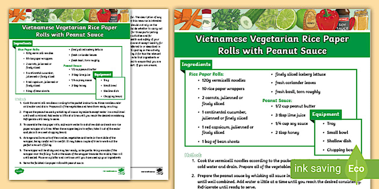 Vietnamese Vegetarian Rice Paper Rolls with Peanut Sauce - Harmony Week ...