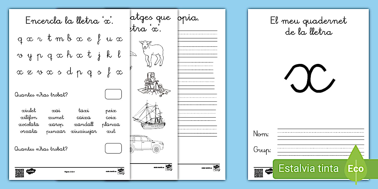 Quadernet de lectoescriptura: La lletra X - Català