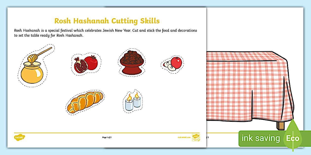 Rosh Hashanah Cutting Skills Activity - EYFS (teacher made)