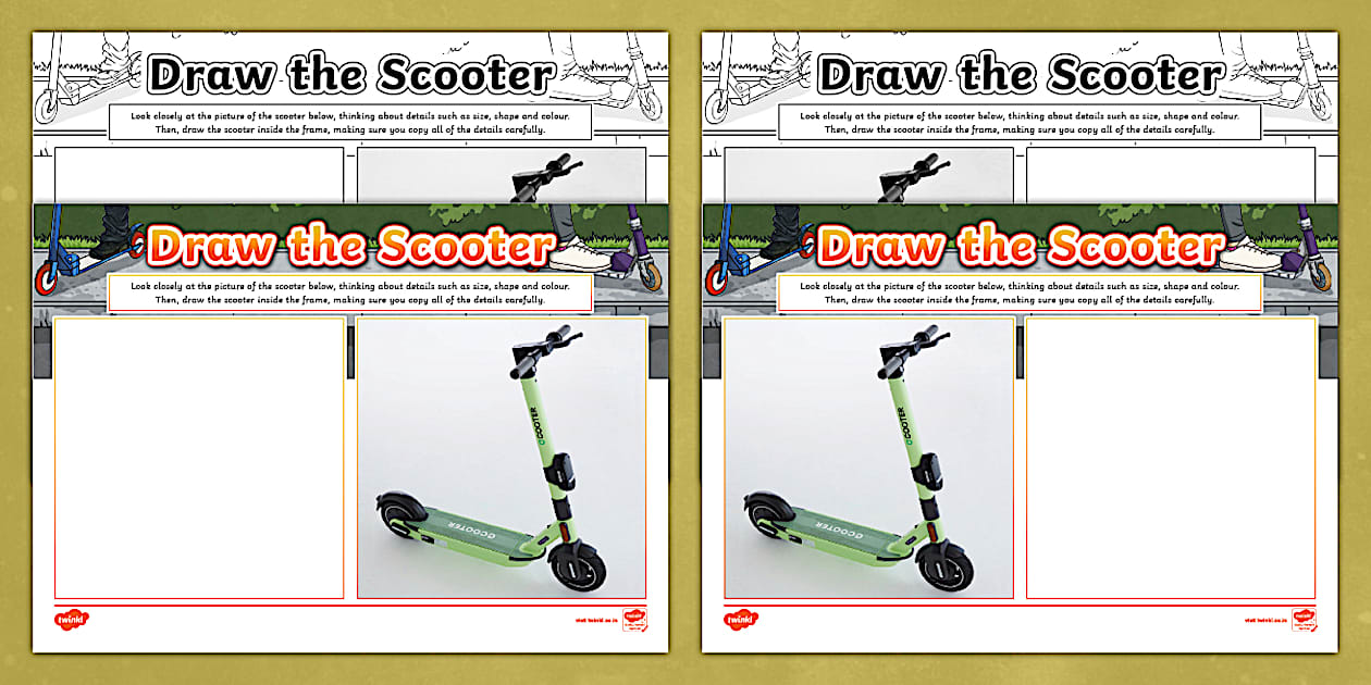 Draw the Scooter Worksheet (Teacher-Made) - Twinkl