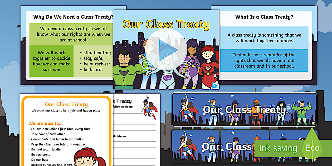 Our Class Agreement Superhero-Themed Resource Pack