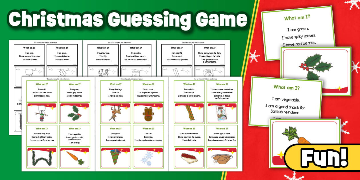 Fun Christmas Guessing Cards Game for Kindergarten | Twinkl USA
