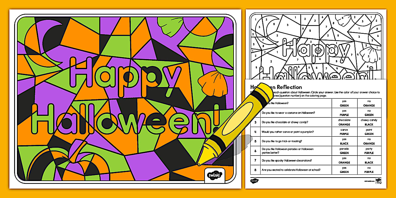 Halloween Reflection Coloring Sheet (teacher made) - Twinkl